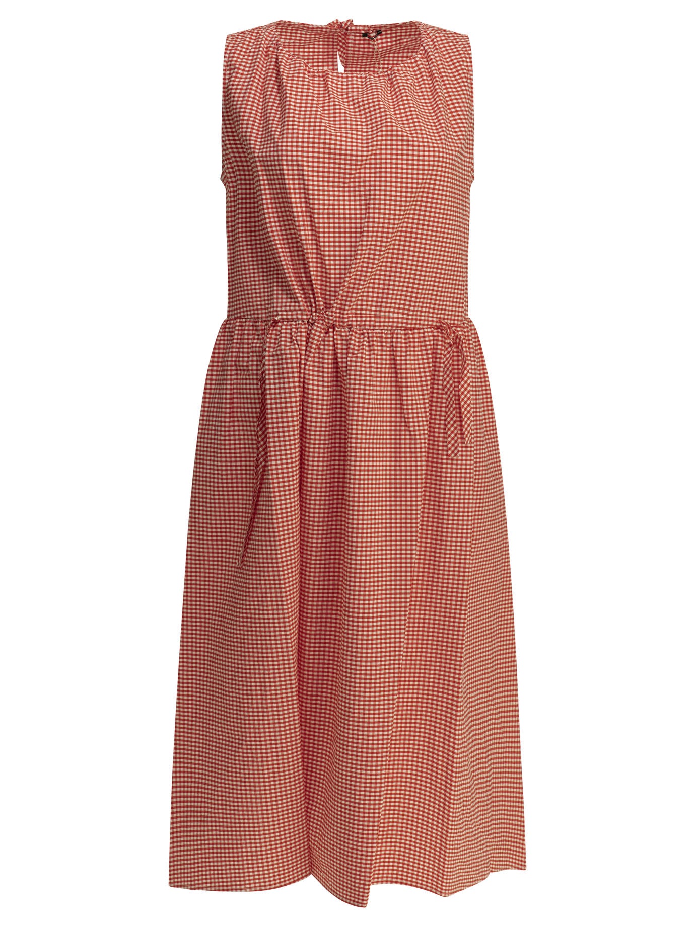 peony brown check holiday midi dress Peony Holiday Gingham-Check Strappy Midi Dress In Brown - 40% Off