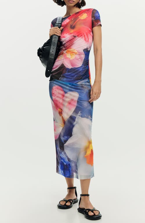 DESIGUAL Desigual Short Sleeve Floral Print Ruched Dress