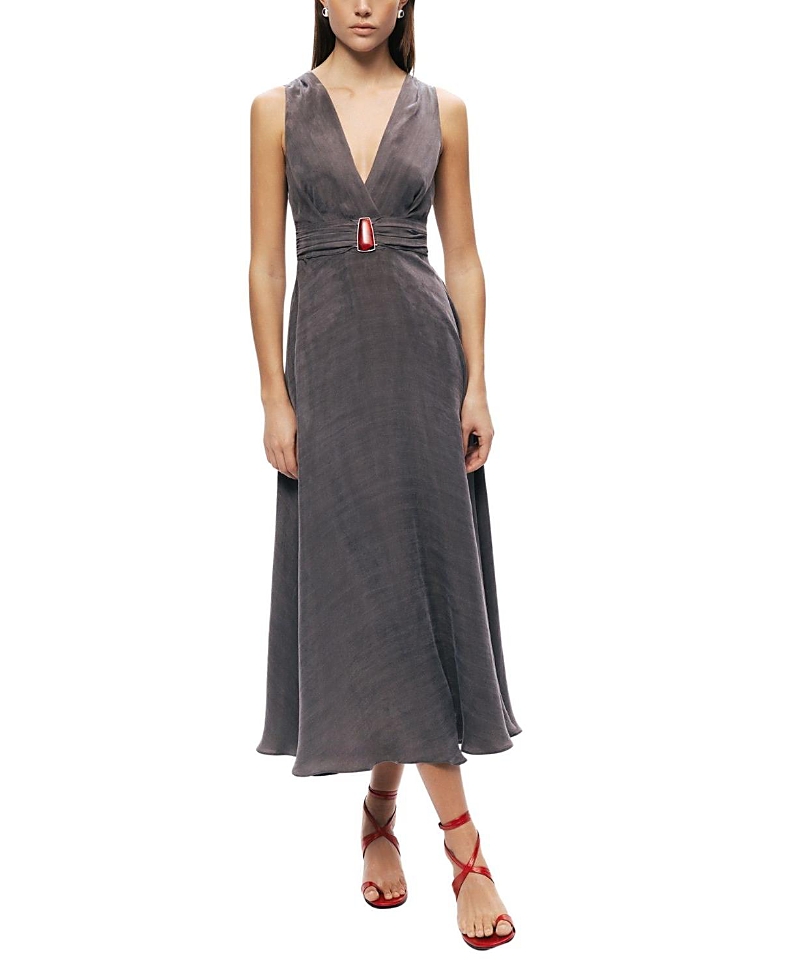 NOCTURNE Nocturne V-Neck Sleeveless Midi Dress