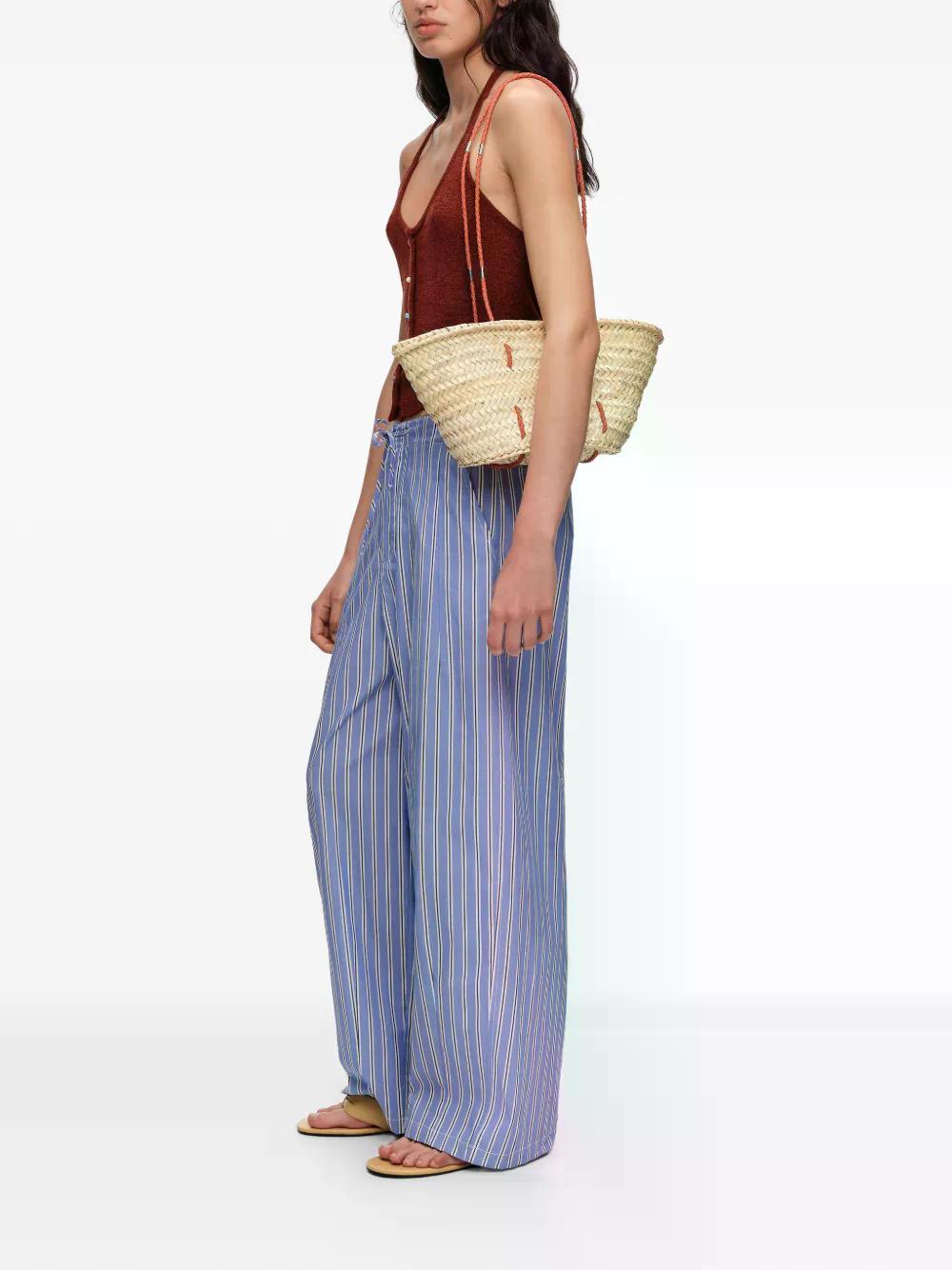 BIMBA Y LOLA Natural Palm Basket Bag with Leather Details