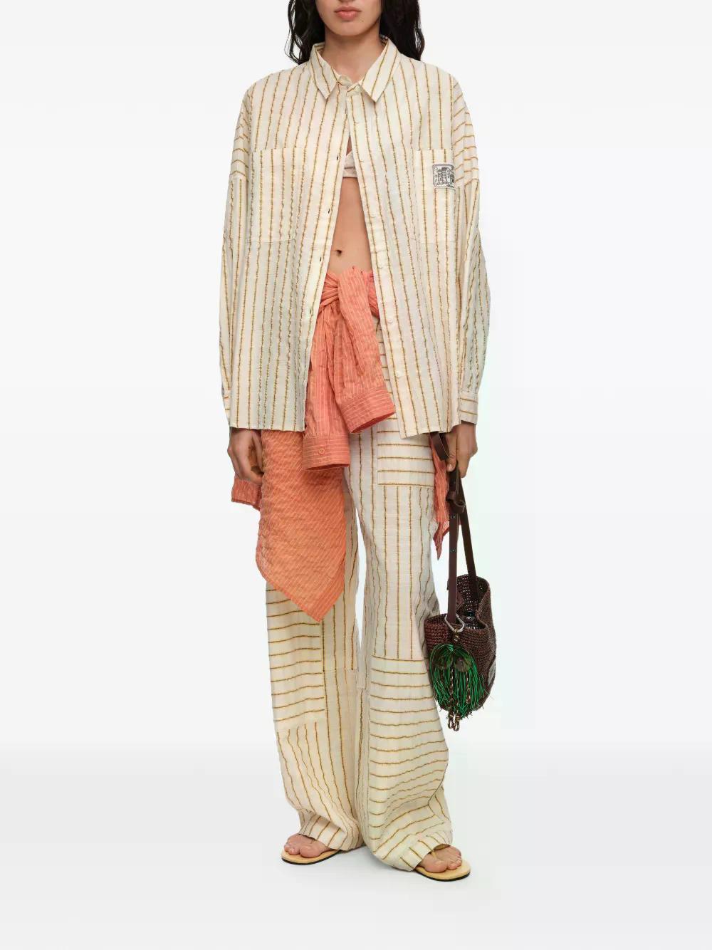 BIMBA Y LOLA Bimba y Lola Striped Textured Cotton Oversize Shirt