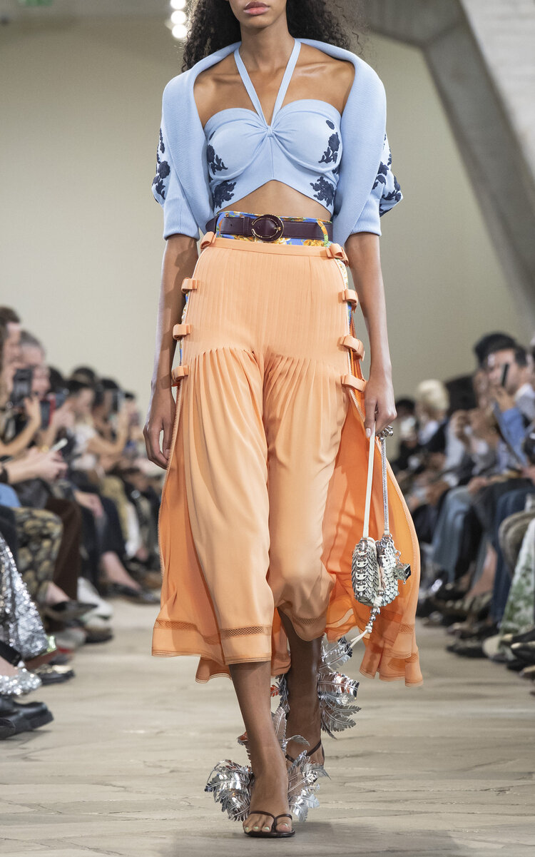 PACO RABANNE Rabanne Gathered Silk-Blend Midi Skirt