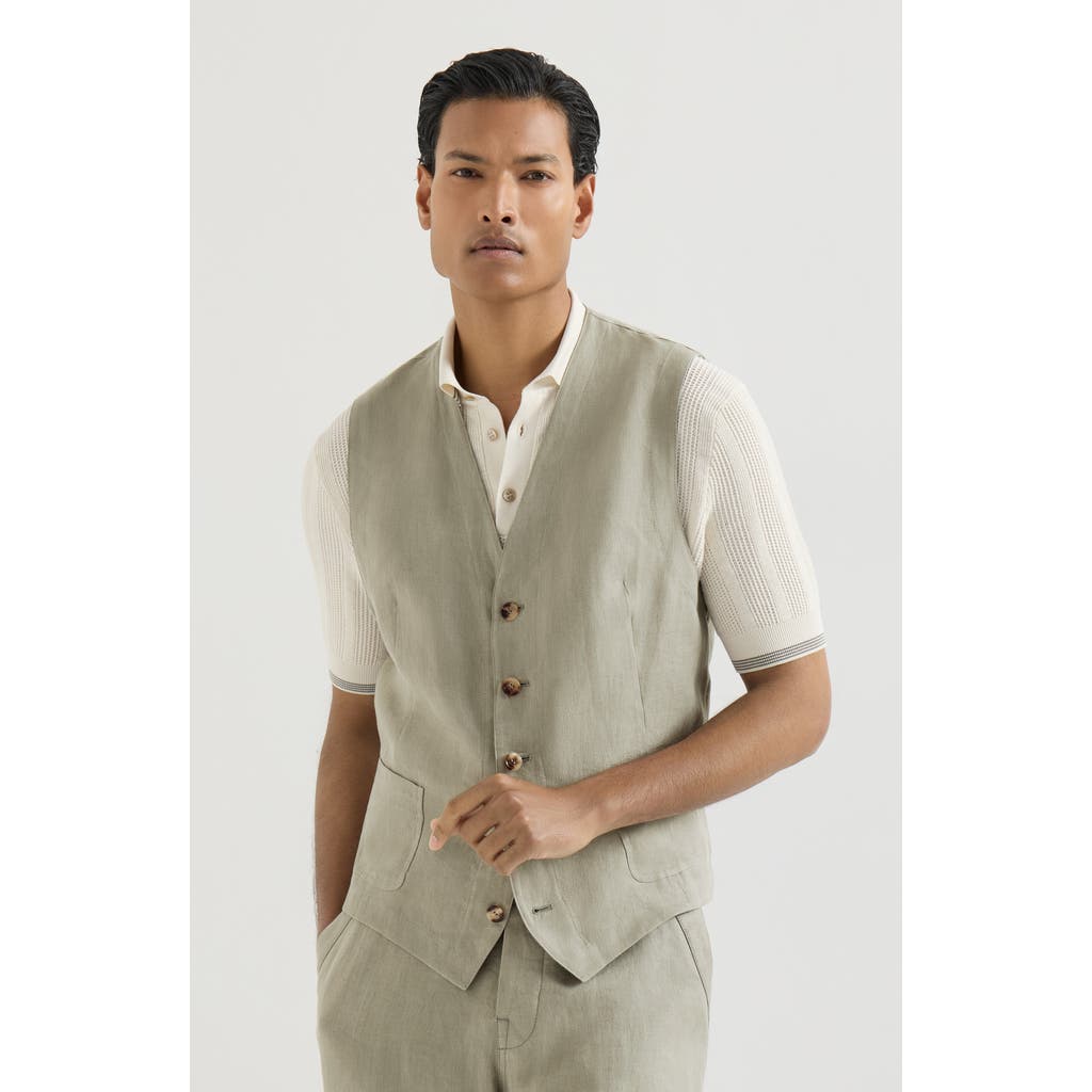 BRUNELLO CUCINELLI Brunello Cucinelli Linen Micro Chevron Waistcoat