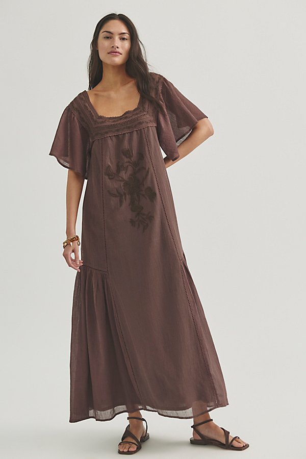 motel hepzhi floral embroidered halter mini dress Free People Dahlia Maxi Dress