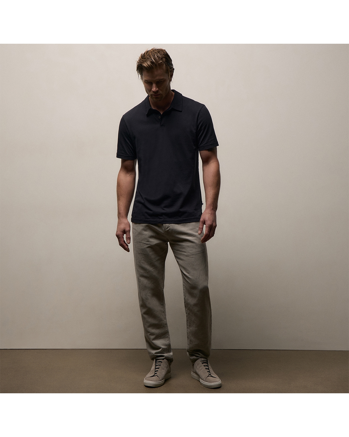 JAMES PERSE sueded jersey polo