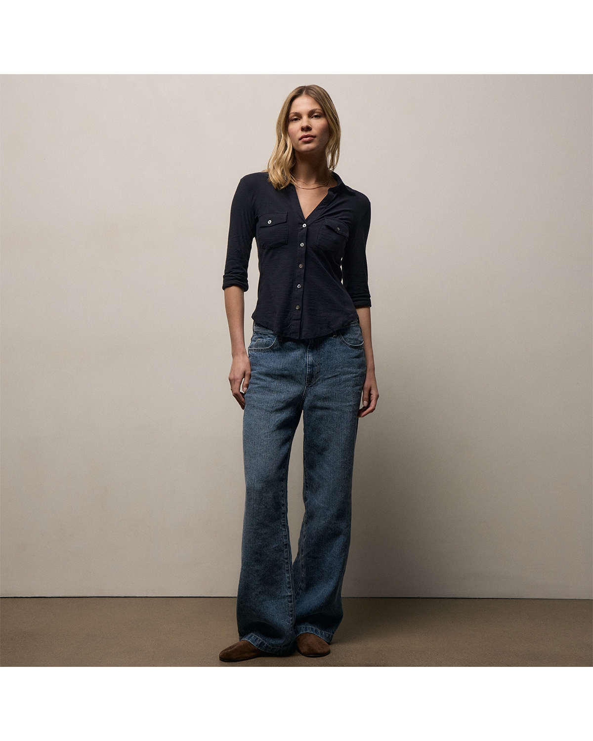 JAMES PERSE James Perse Sheer Slub Side Panel Shirt