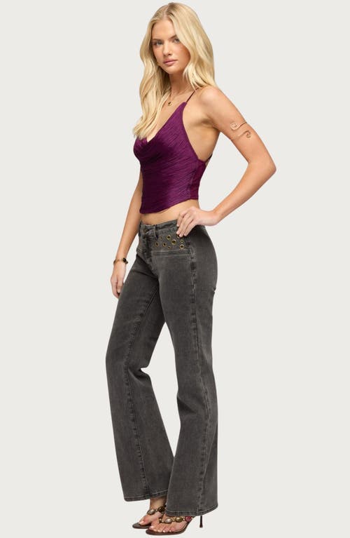 EDIKTED Elenie Fringe Cowl Neck Crossback Top