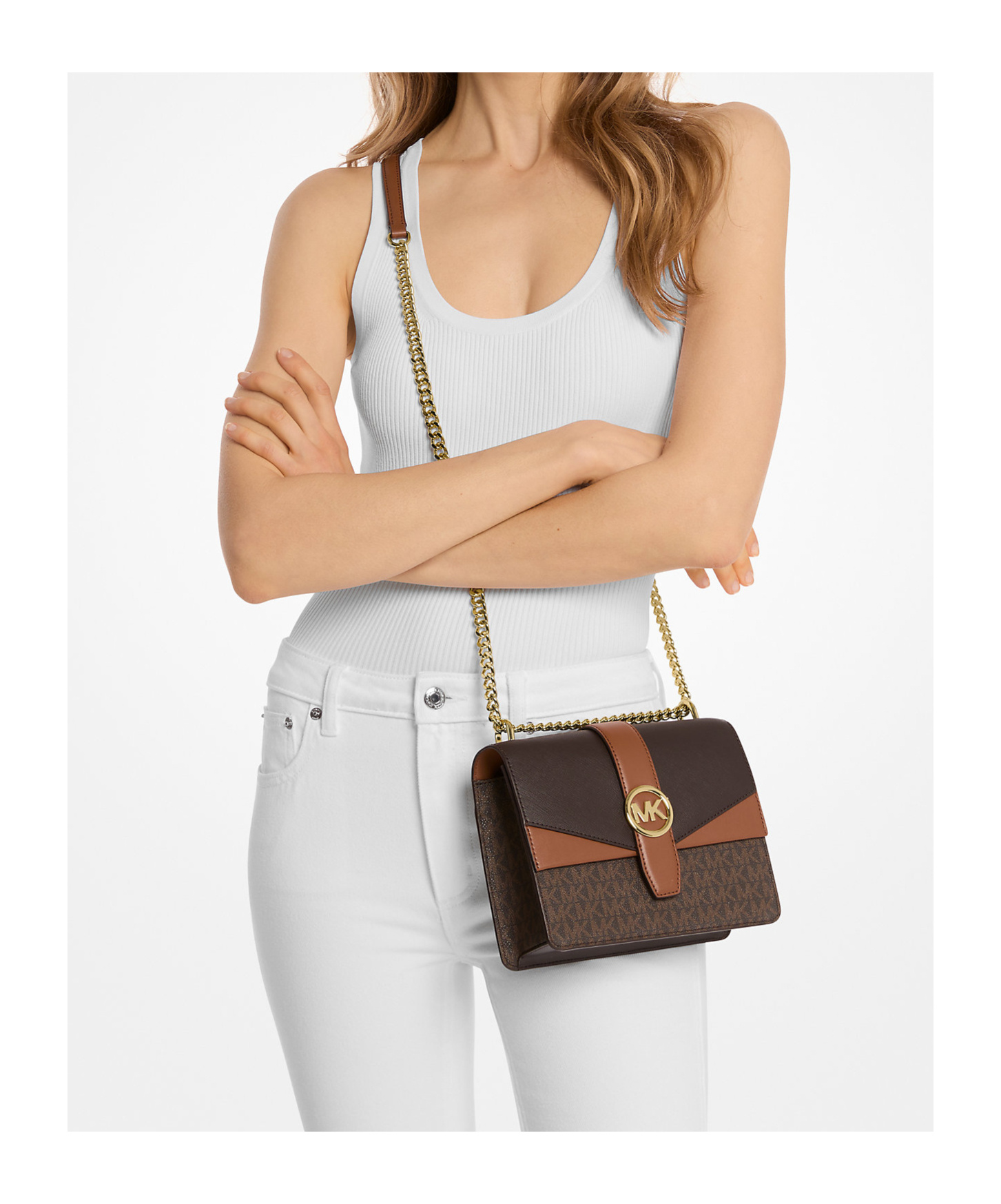 MICHAEL KORS Michael Kors Greenwich Small Color-Block Signature Logo Crossbody Bag