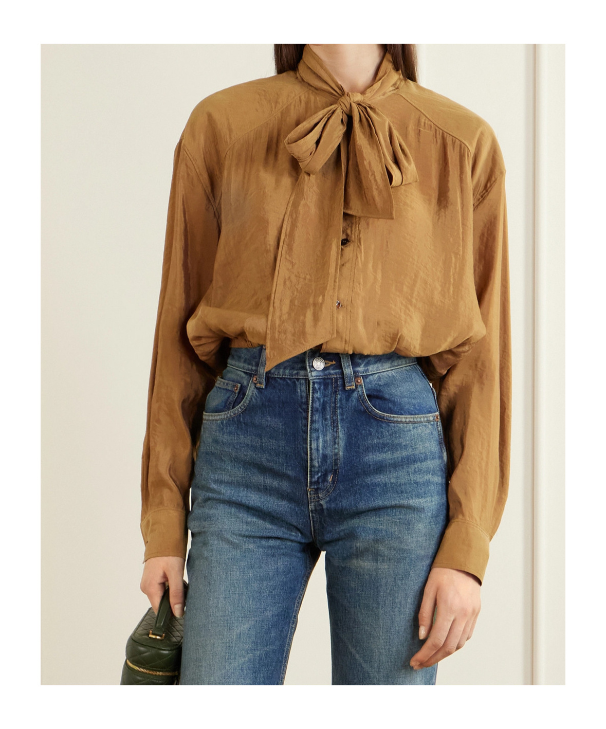 SAINT LAURENT Saint Laurent Tie-Neck Cropped Blouse