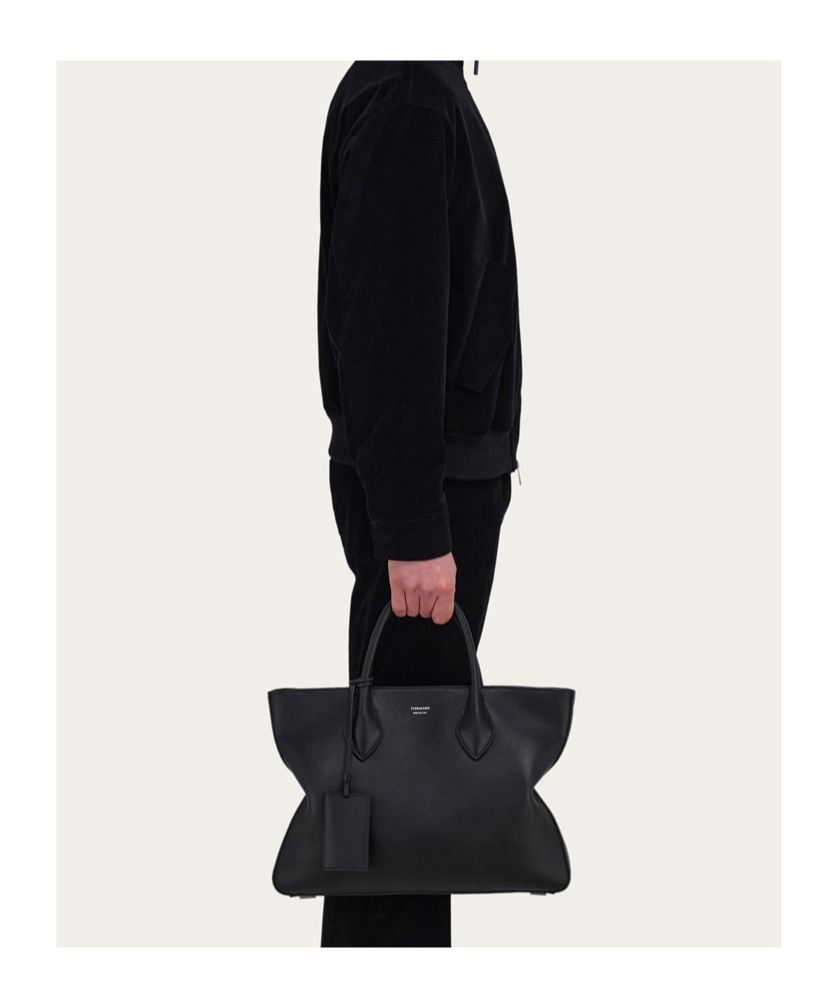 SALVATORE FERRAGAMO Salvatore Ferragamo Monogram Structured Leather Tote Bag