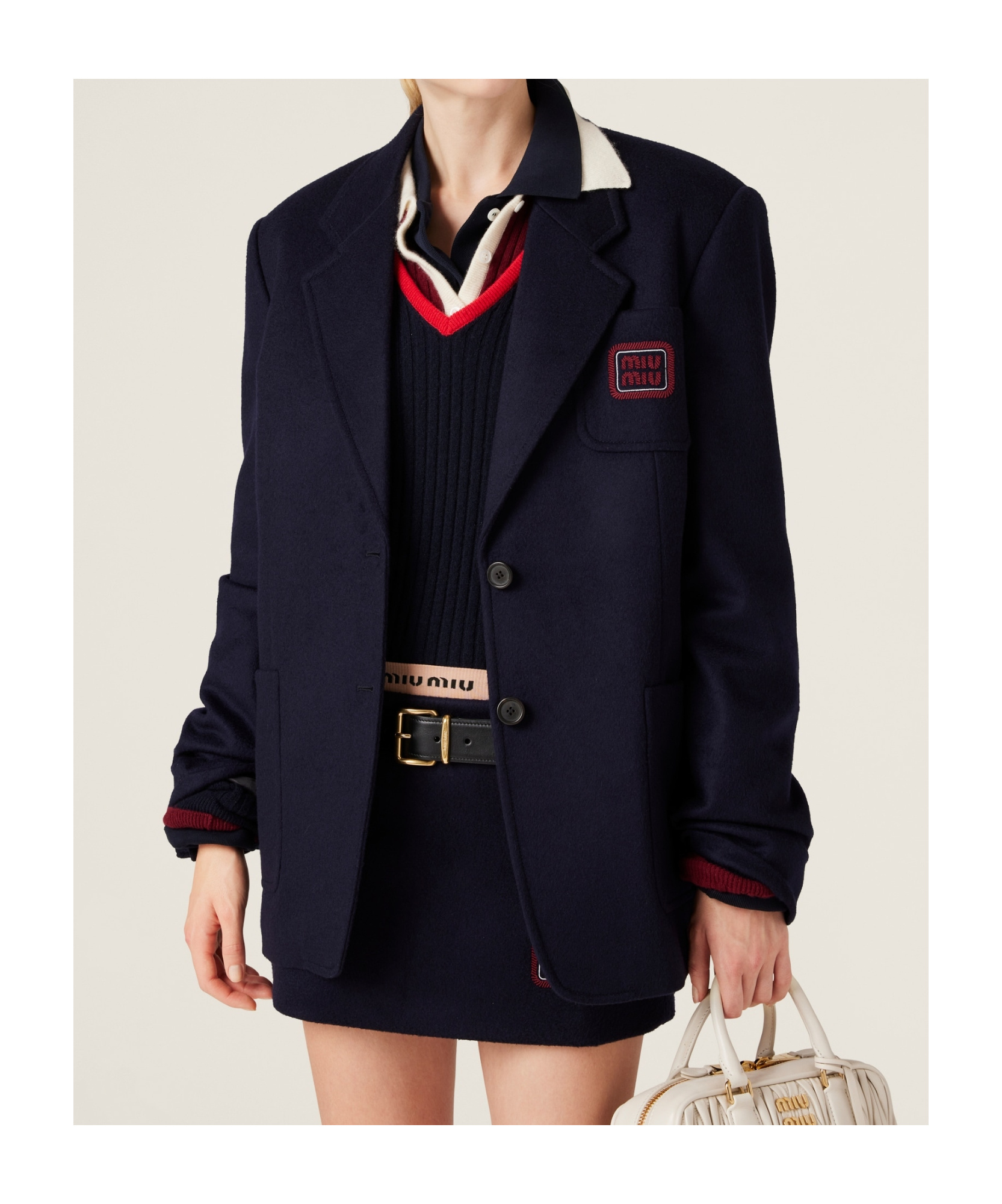MIU MIU Miu Miu Embroidered Logo Mini Skirt