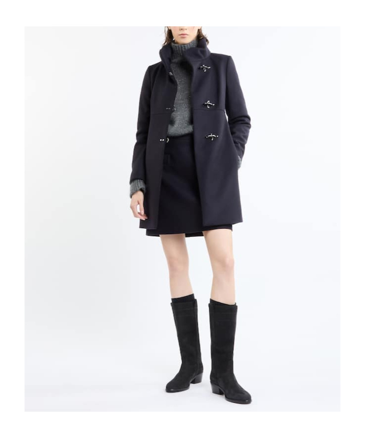 FAY Fay High-Neck Peacoat with Buckle Detail