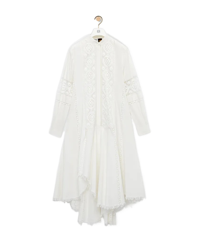 LOEWE Loewe Cotton Shirt Dress with Lace Details
