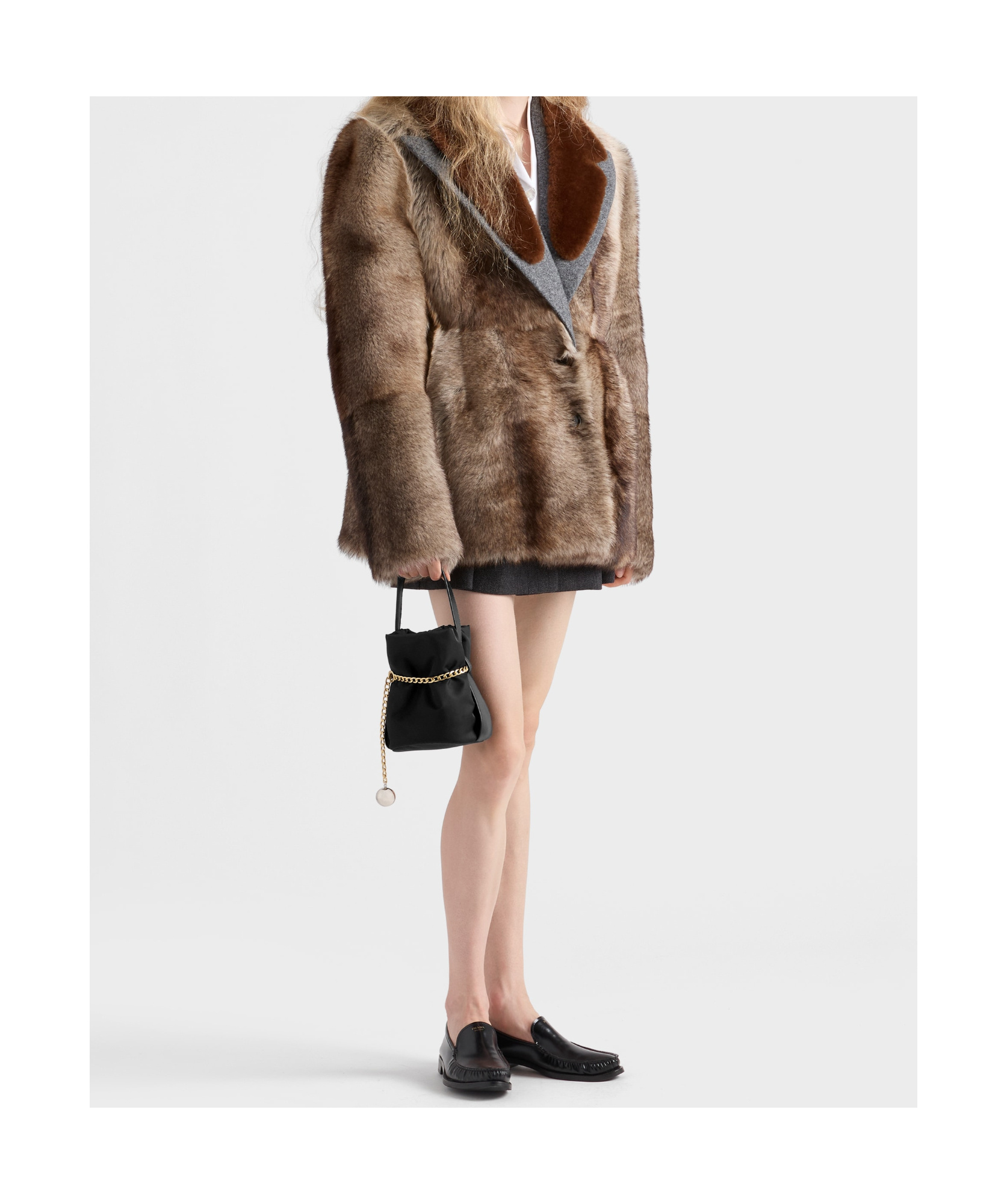 PRADA Prada Re-Nylon and Nappa Leather Bucket Bag
