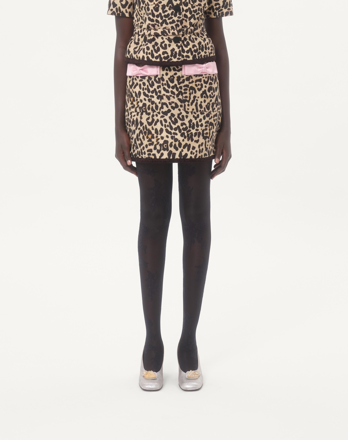 VALENTINO Valentino Animal Print Bow Detail Mini Skirt