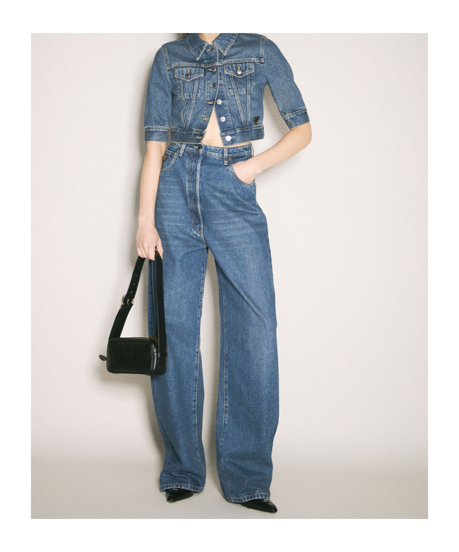 PRADA Prada Logo Plaque Balloon Jeans