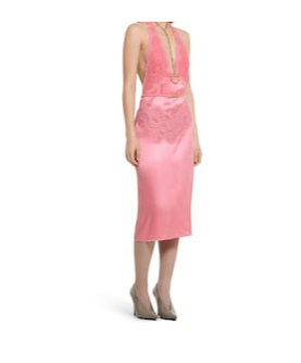 GUCCI Gucci Lace Detailed Satin Halterneck Dress