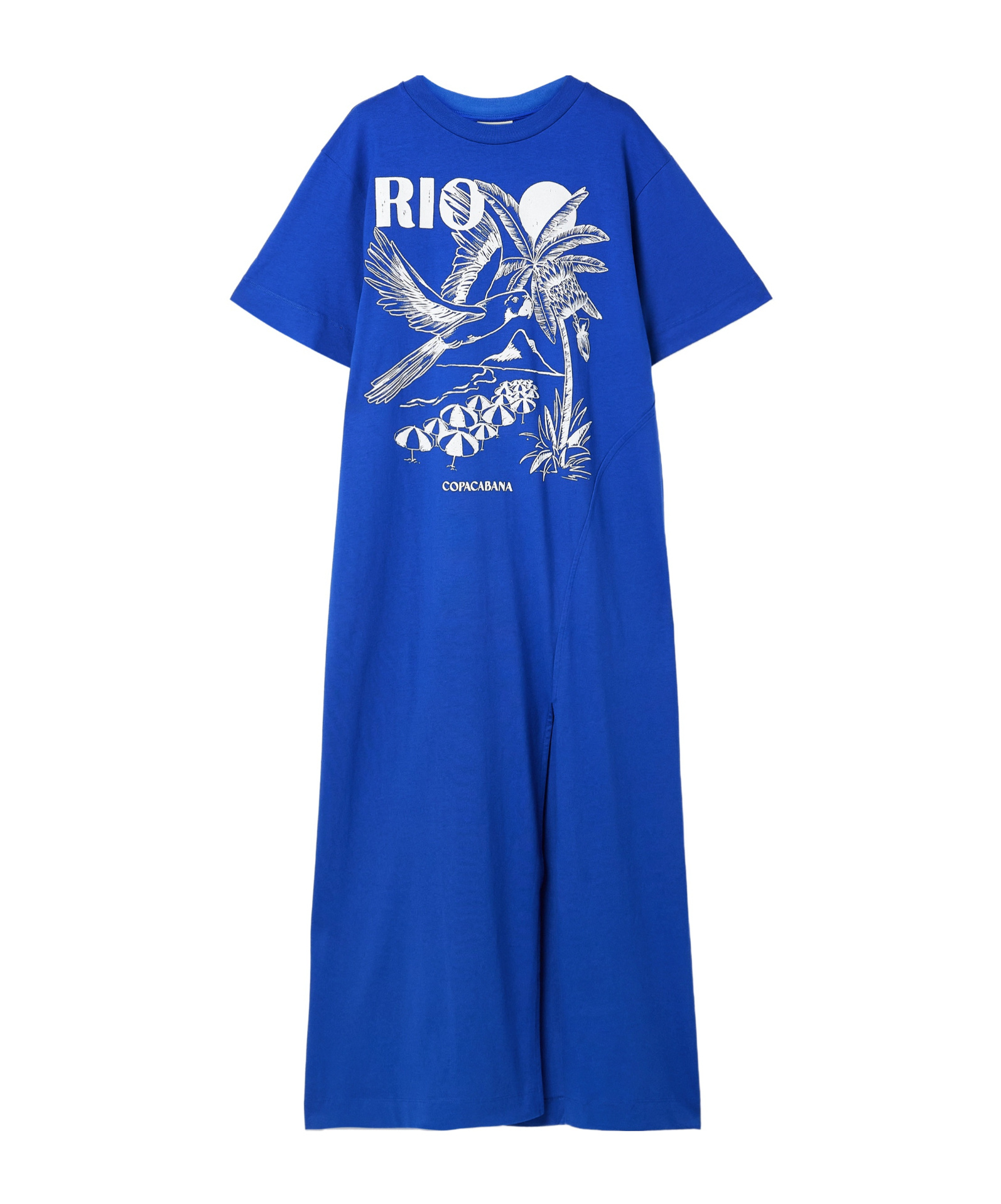 Farm Rio Organic Cotton "rio" Graphic Maxi Dress - Blue | Editorialist Farm Rio Organic Cotton "rio" Graphic Maxi Dress - Blue | Editorialist