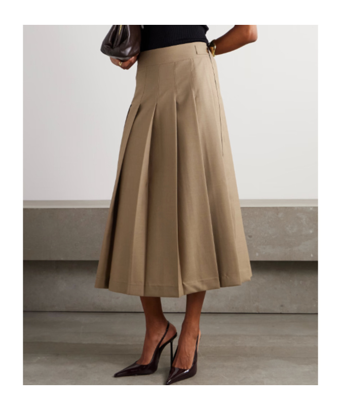 RÓHE Róhe Pleated Wool-Blend Midi Wrap Skirt