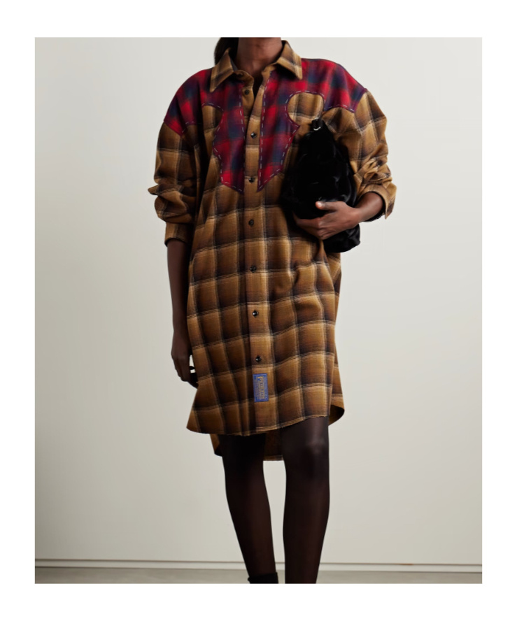 MAISON MARGIELA Maison Margiela Checked Wool-Flannel Mini Shirt Dress