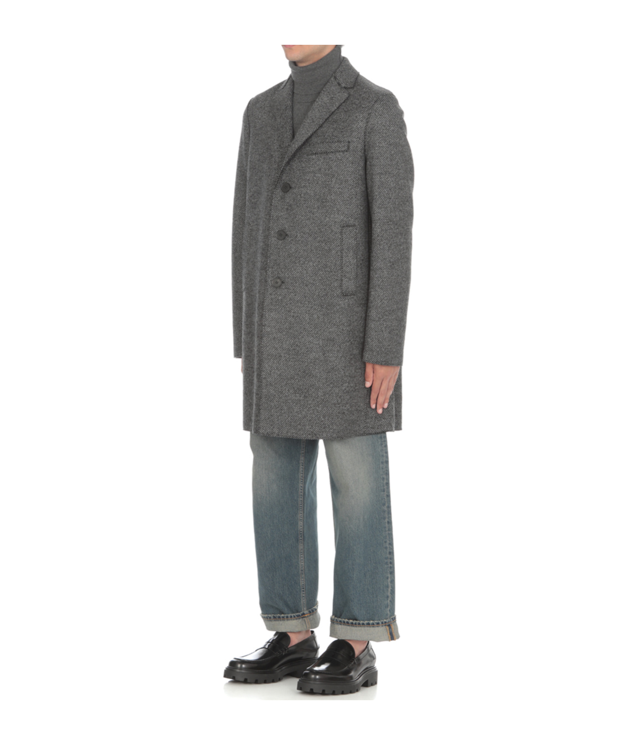 HARRIS WHARF LONDON Harris Wharf London Single-Breasted Herringbone Coat