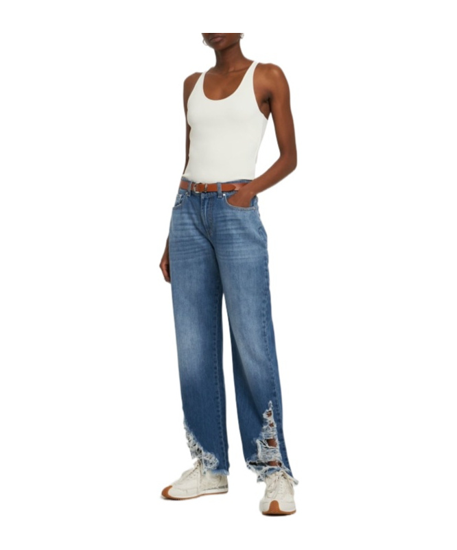 STELLA MCCARTNEY Stella McCartney Low Rise Distressed Cotton Denim Jeans