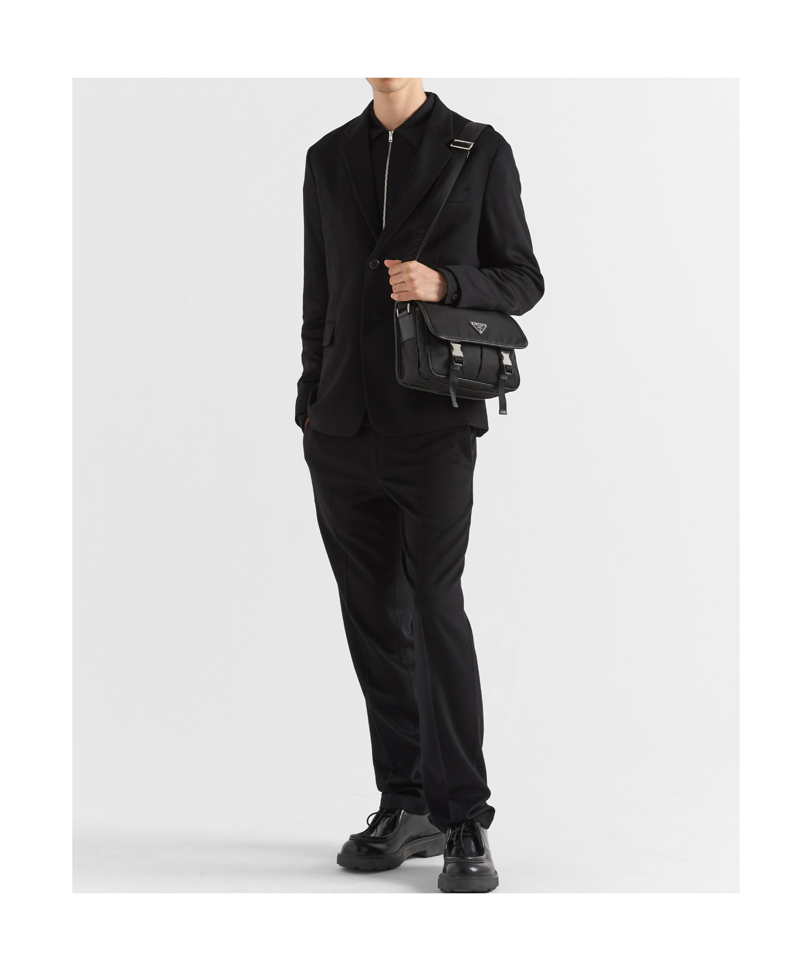 PRADA Prada Logo Plaque Fold-Over Shoulder Bag