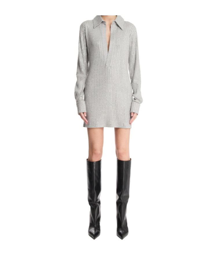 ATTICO The Attico Embellished Long-Sleeved Mini Dress