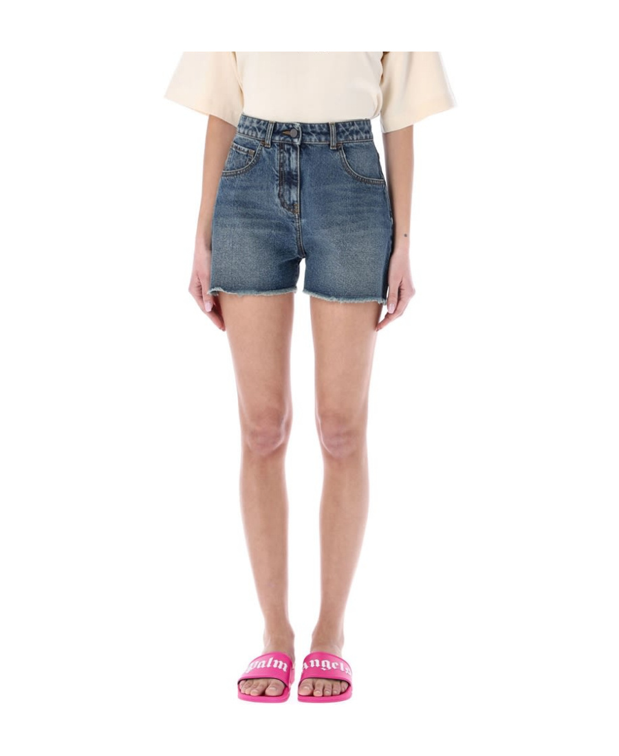 PALM ANGELS Palm Angels Embroidered Denim Shorts