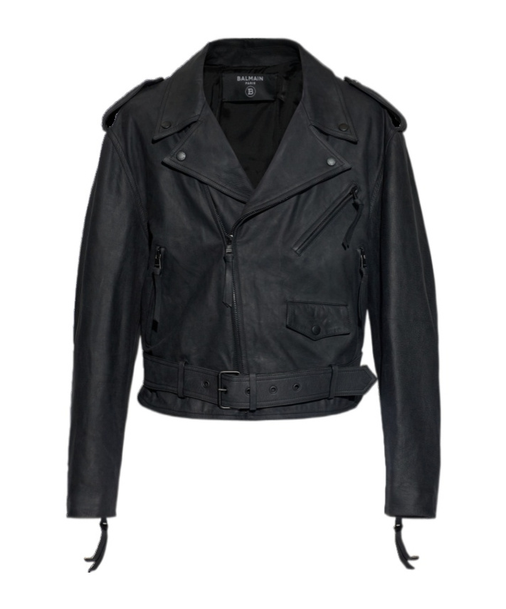 Balmain Leather Zip Jacket In Black - 30% Off | Editorialist