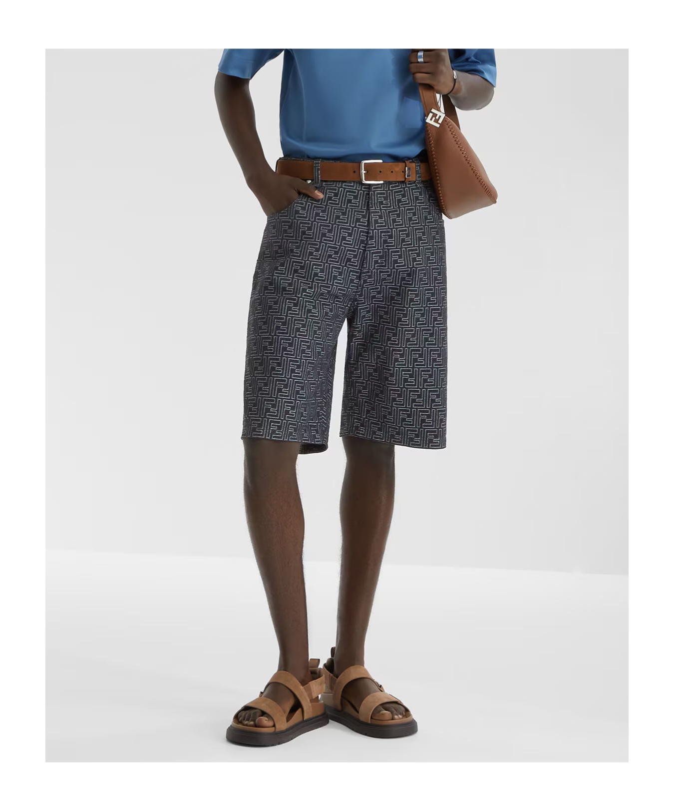 FENDI Fendi FF Jacquard Denim Shorts
