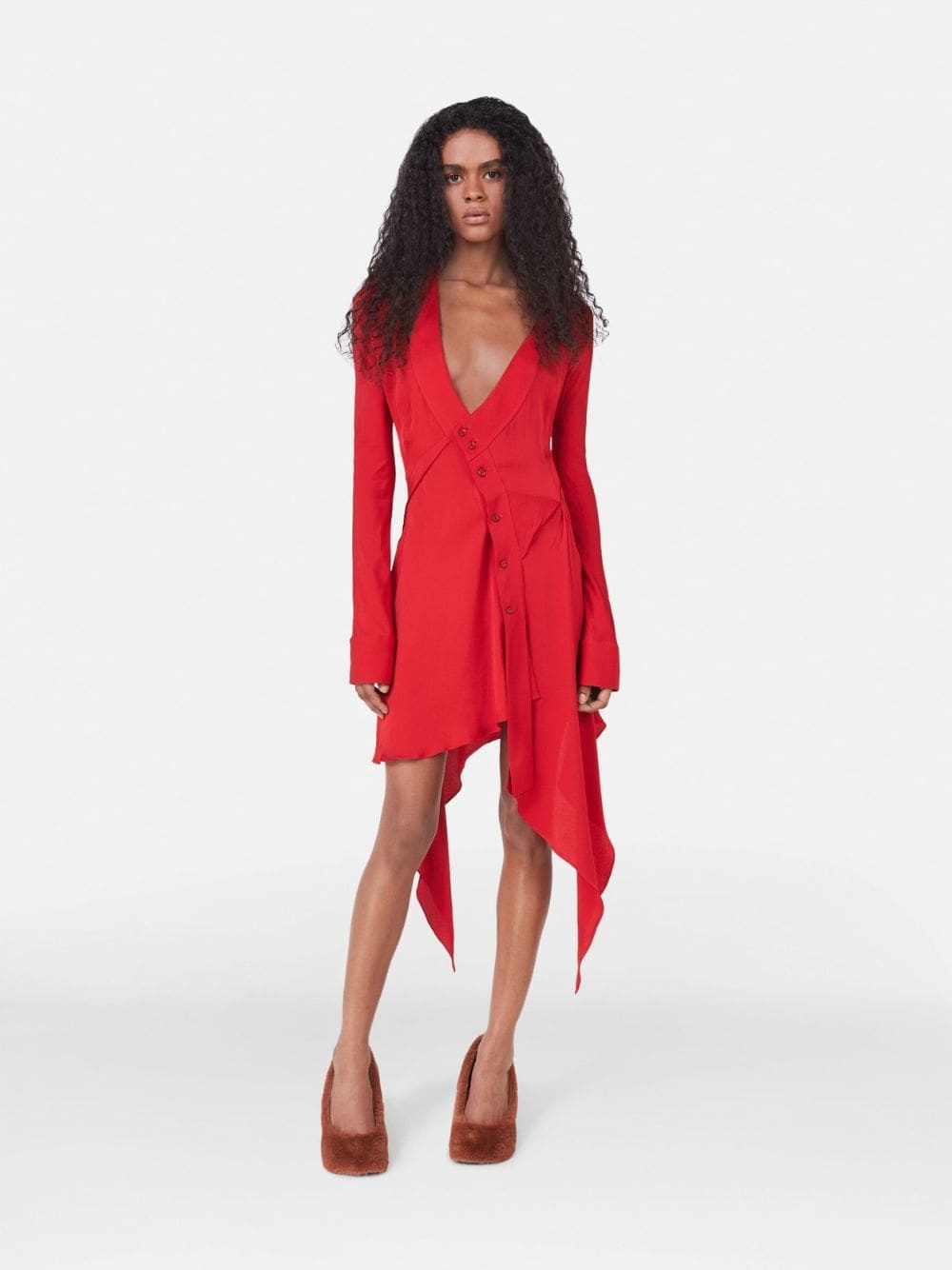 STELLA MCCARTNEY Stella McCartney Long-Sleeved Asymmetric Seam Cut-Out Dress