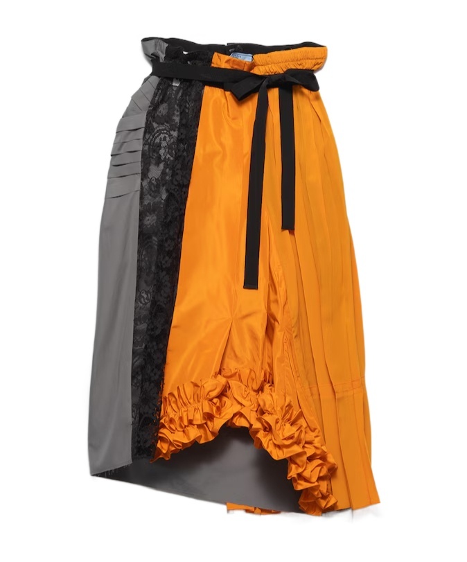 PRADA Prada Asymmetrical Floral Lace Midi Skirt