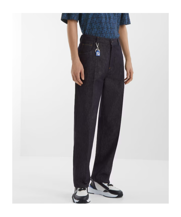 FENDI Fendi Straight-Leg Jeans with Logo Patch