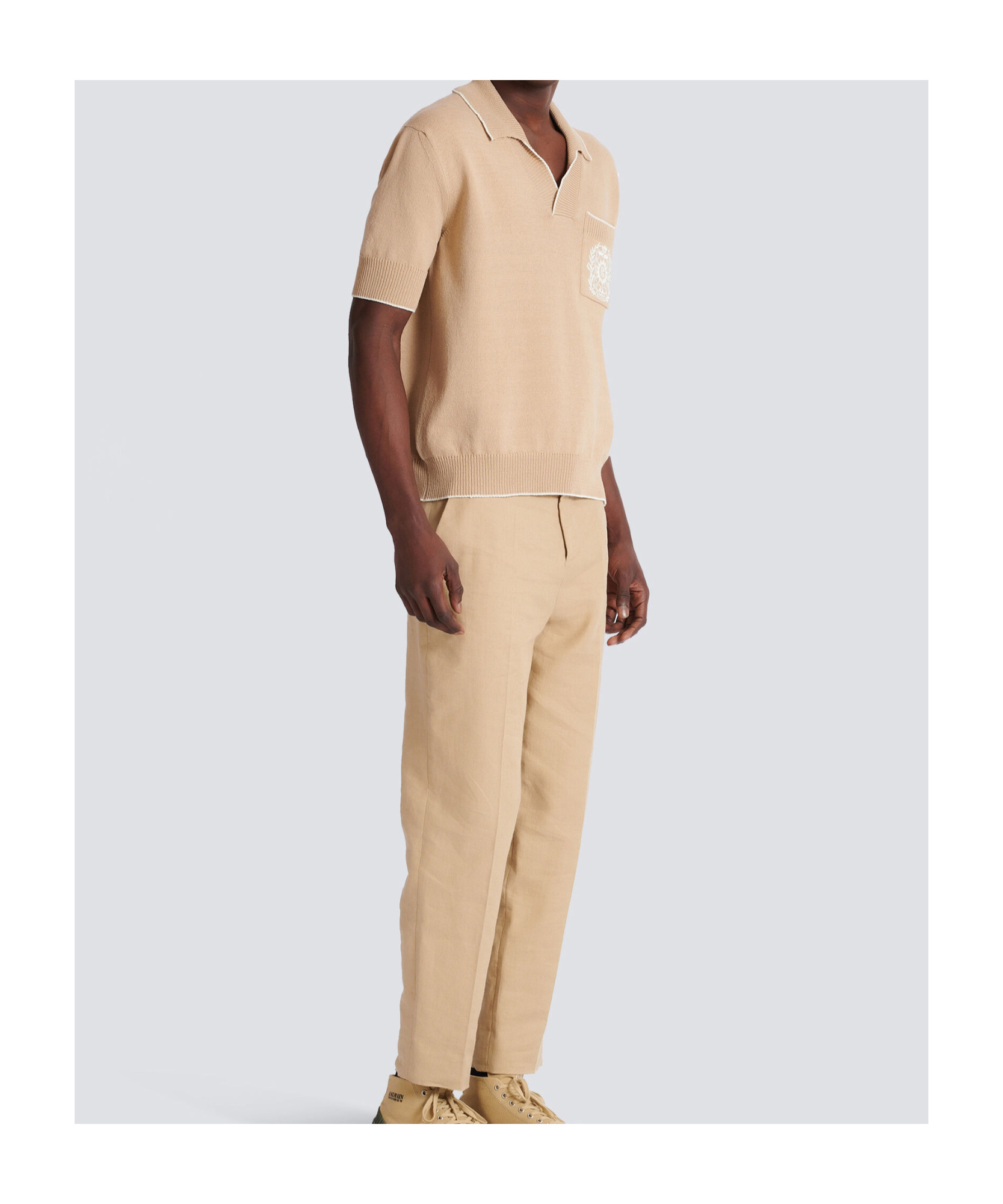 BALMAIN Balmain Écusson embroidered knit polo shirt