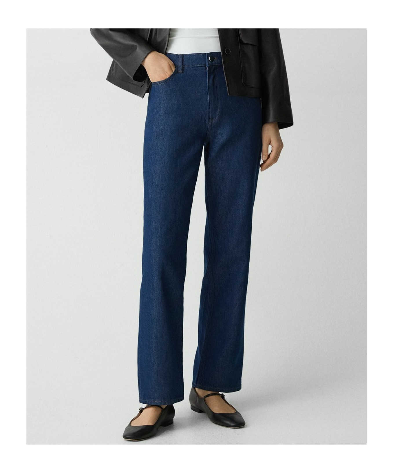 THEORY Theory High-Waisted Straight Leg Trousers in Relaxed Denim