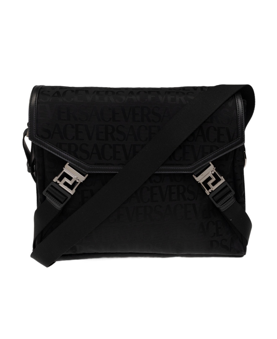 VERSACE Versace All-Over Logo Foldover Messenger Bag