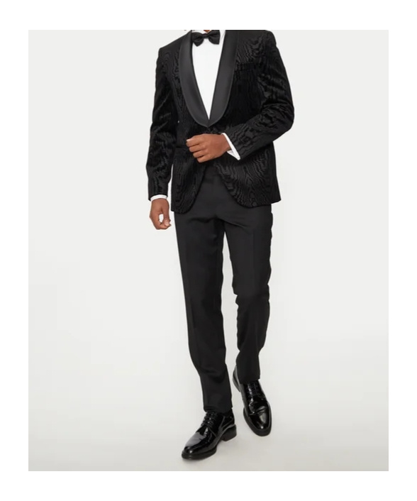 HUGO BOSS Hugo Boss Black Textured Shawl Lapel Blazer