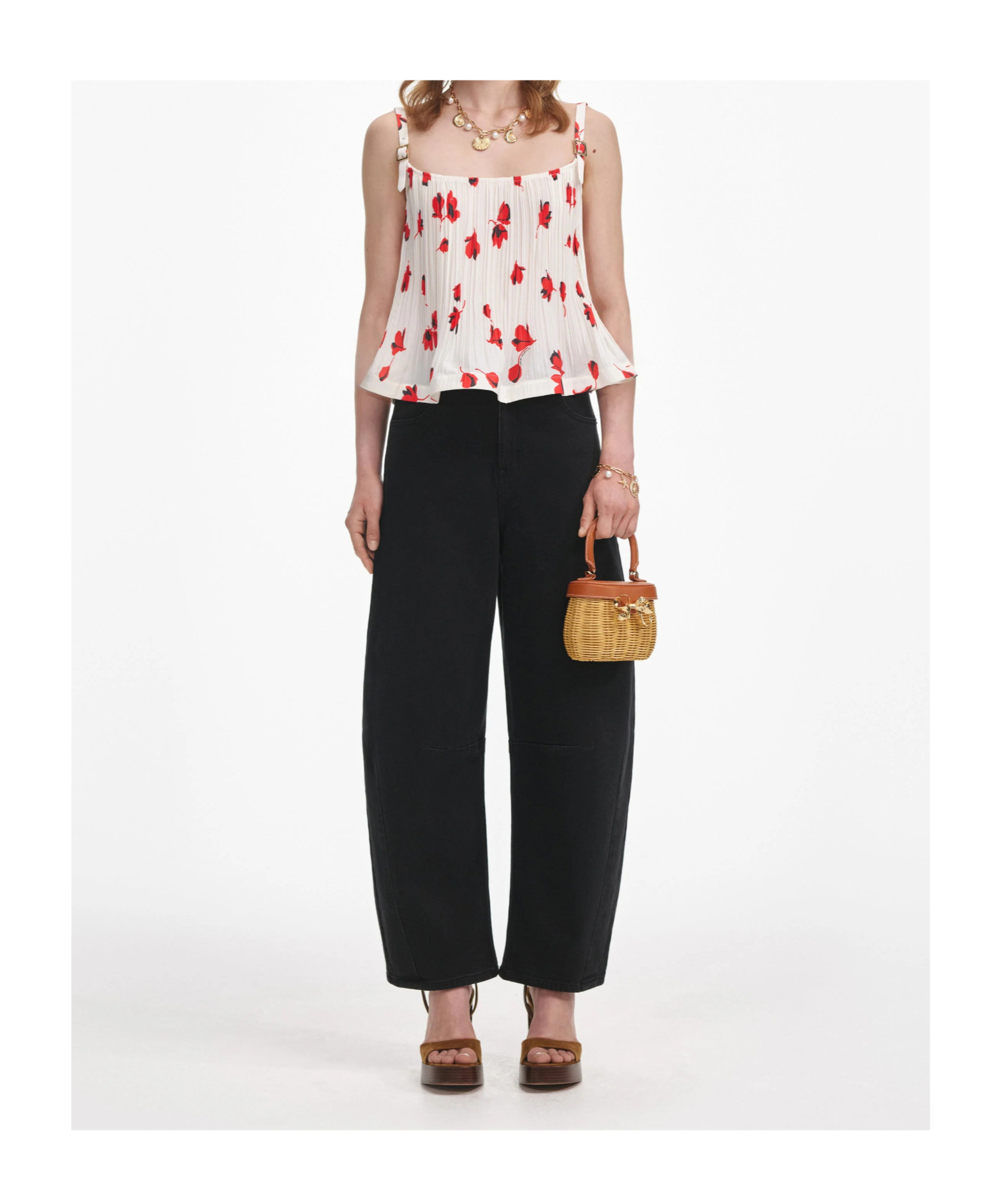 SELF-PORTRAIT Self-Portrait Logo Patch Barrel-Leg Jeans