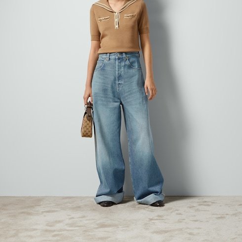 GUCCI Gucci Horsebit Raw Cut Hem Wide Leg Jeans