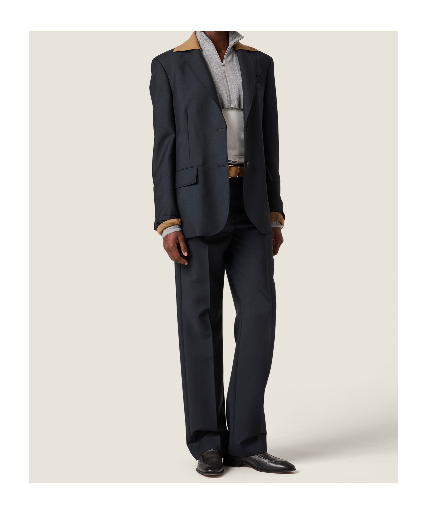 MIU MIU Miu Miu Single-Breasted Tailored Blazer with Notched Lapel