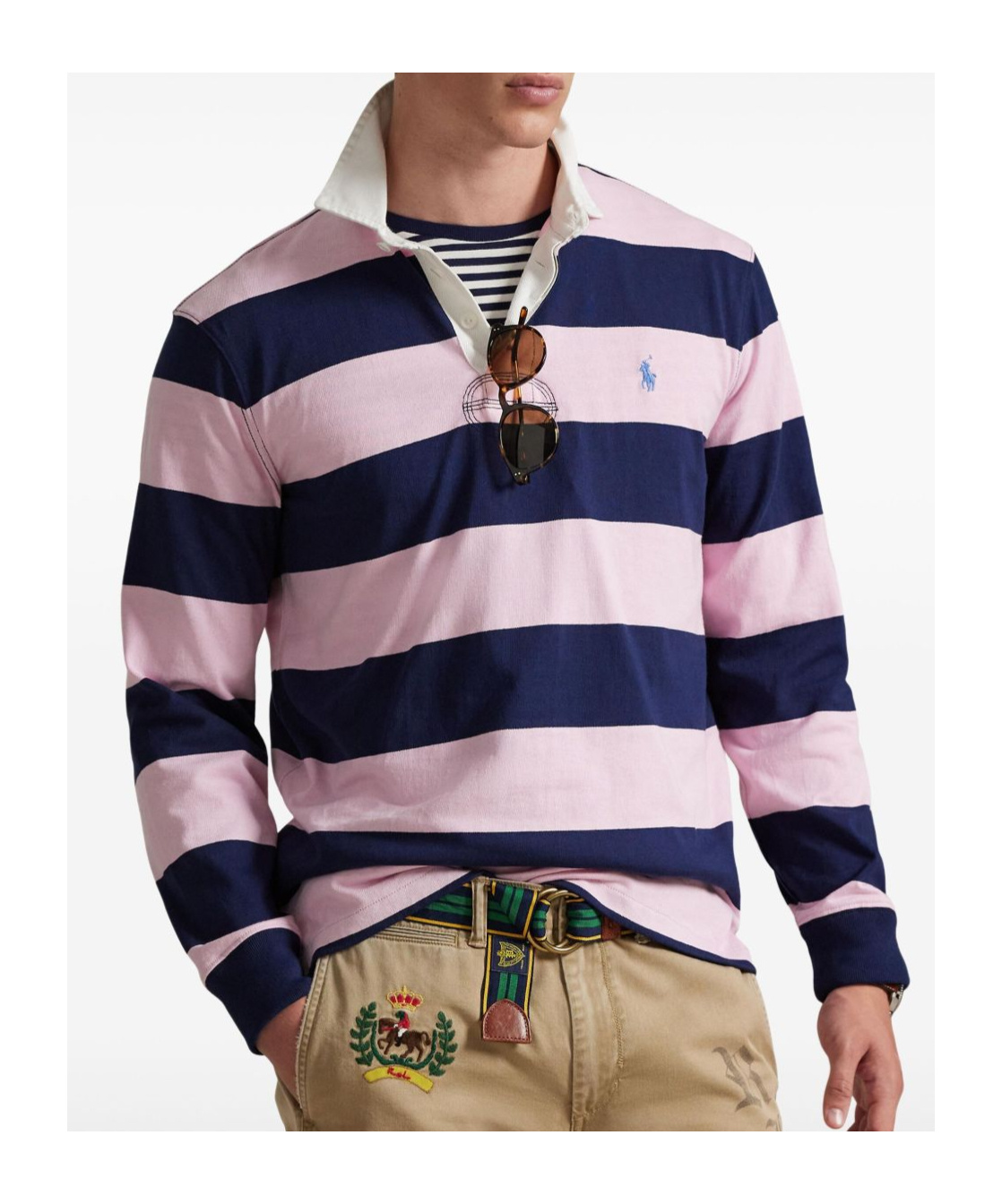 PALACE X Polo Ralph Lauren Pieced Rugby Shirt - Blue | Editorialist