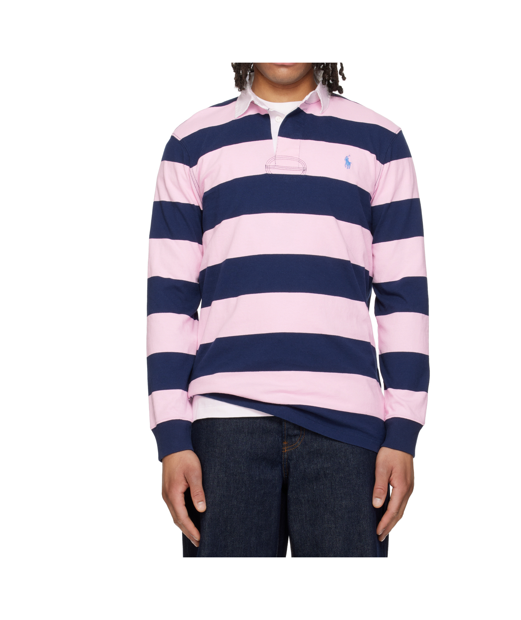 PALACE X Polo Ralph Lauren Pieced Rugby Shirt - Blue | Editorialist