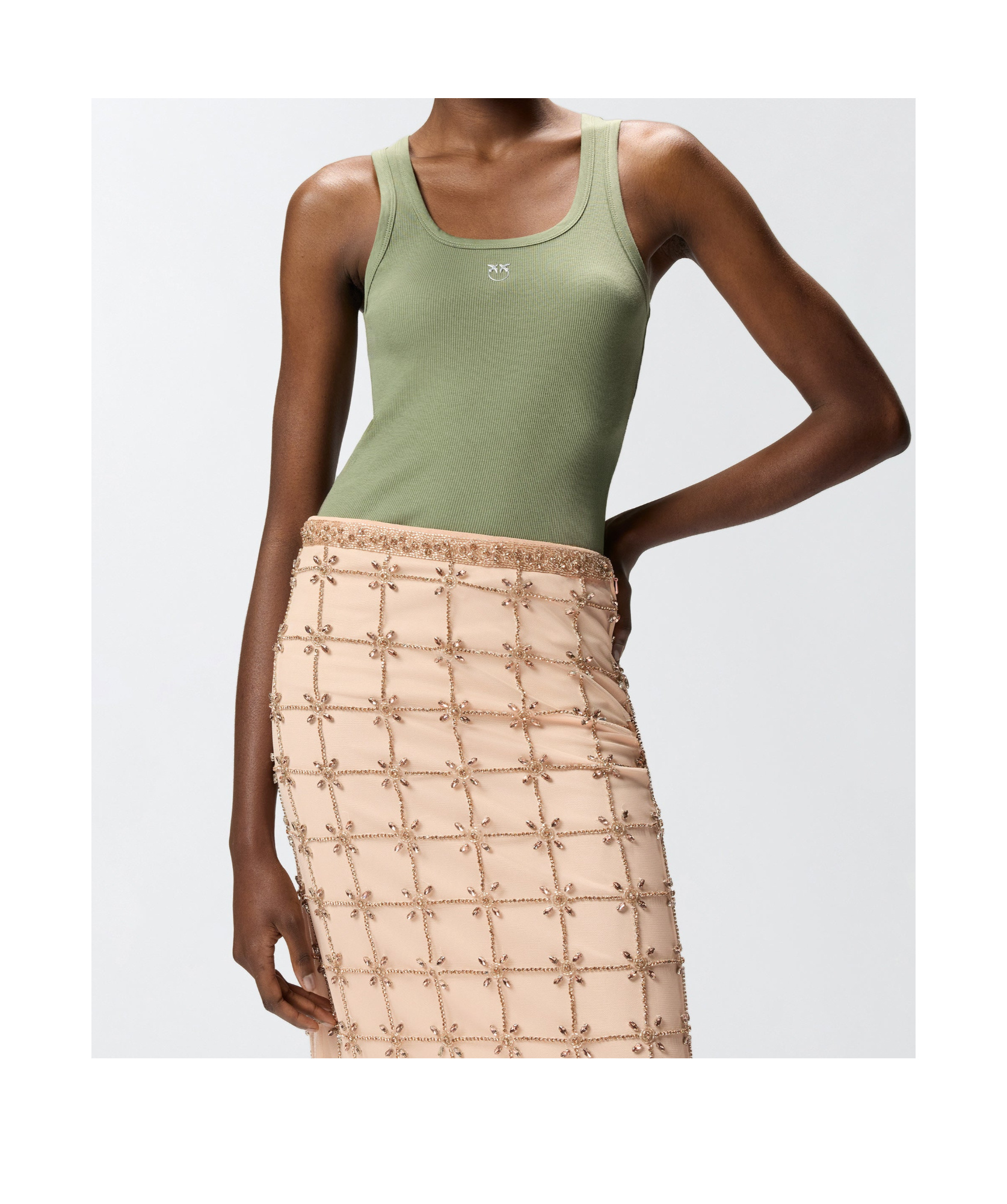 PINKO Pinko Ribbed Logo Plaque Tank Top
