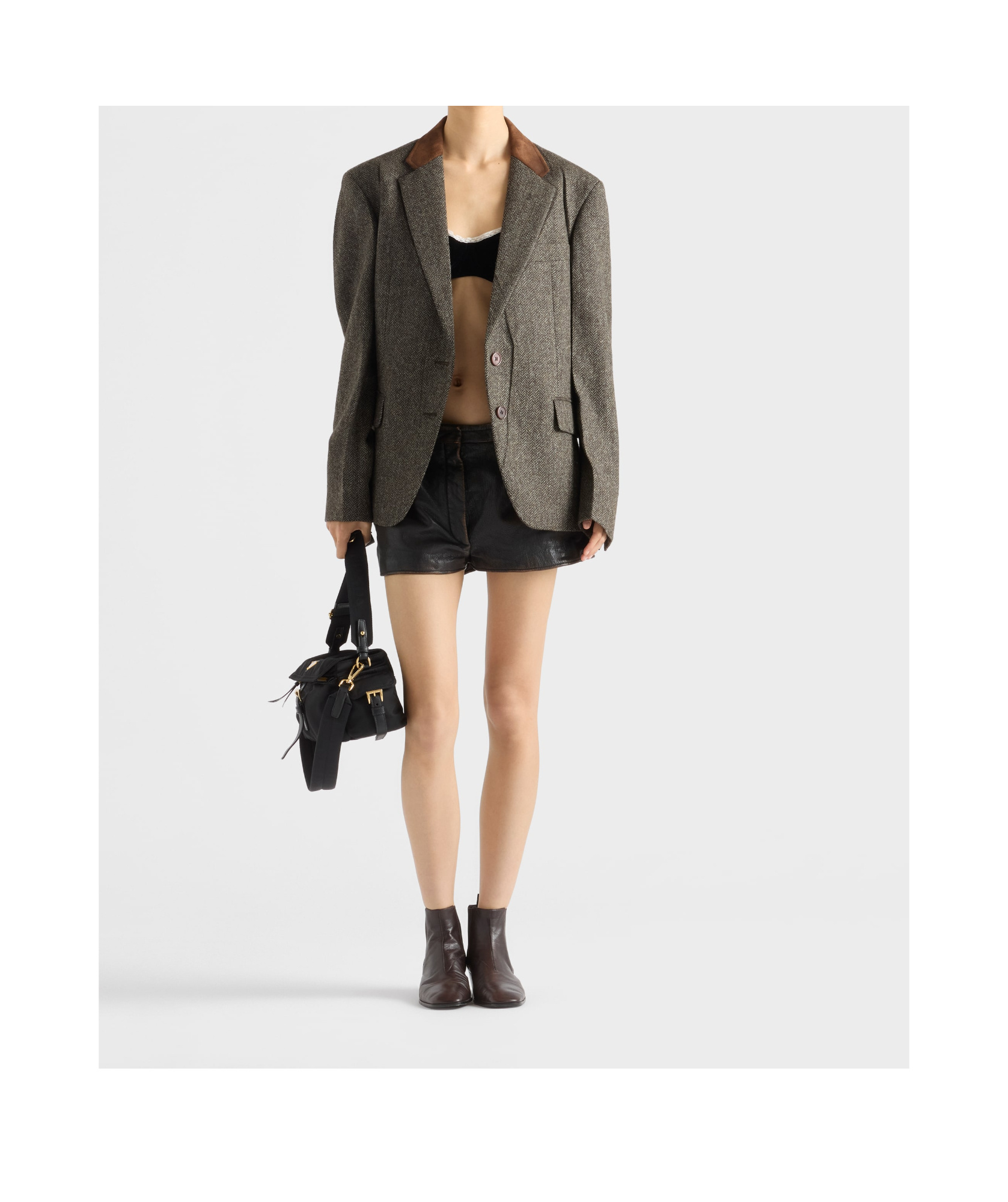 PRADA Prada Single-Breasted Chevron Jacket with Suede Detailing