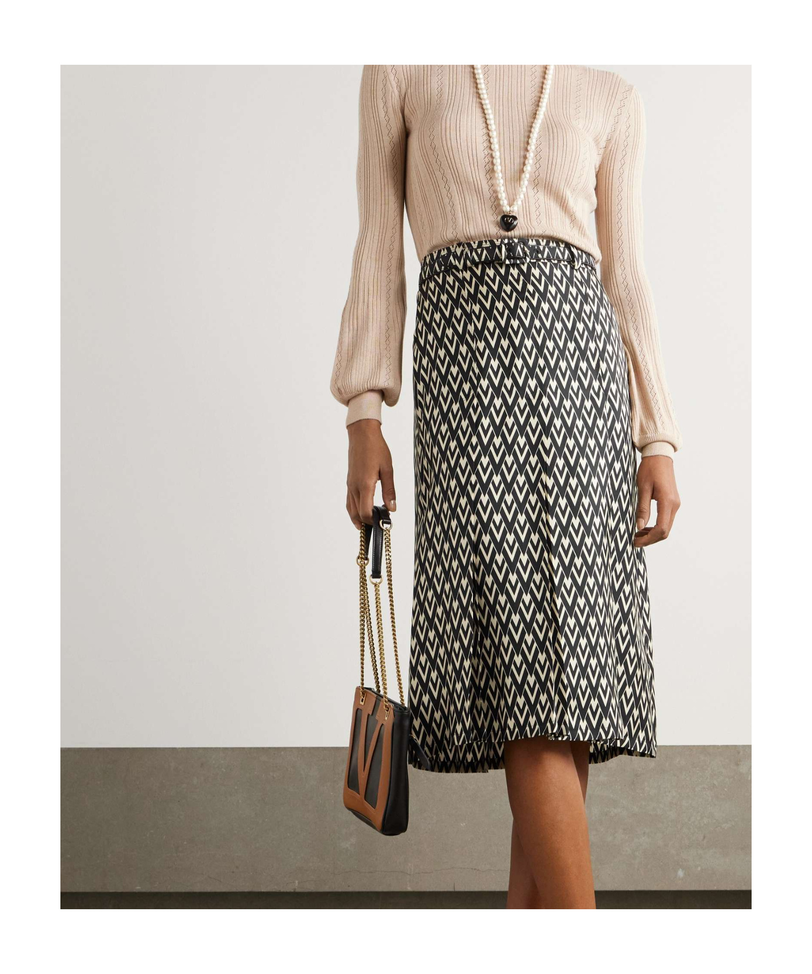 VALENTINO Valentino Pleated Midi Skirt with Geometric Print