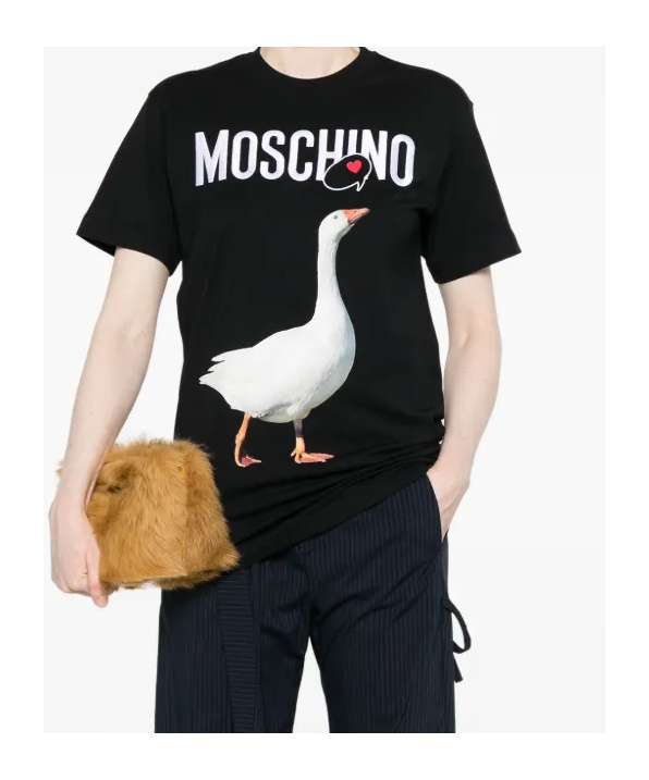 MOSCHINO Moschino Logo Print Goose T-Shirt