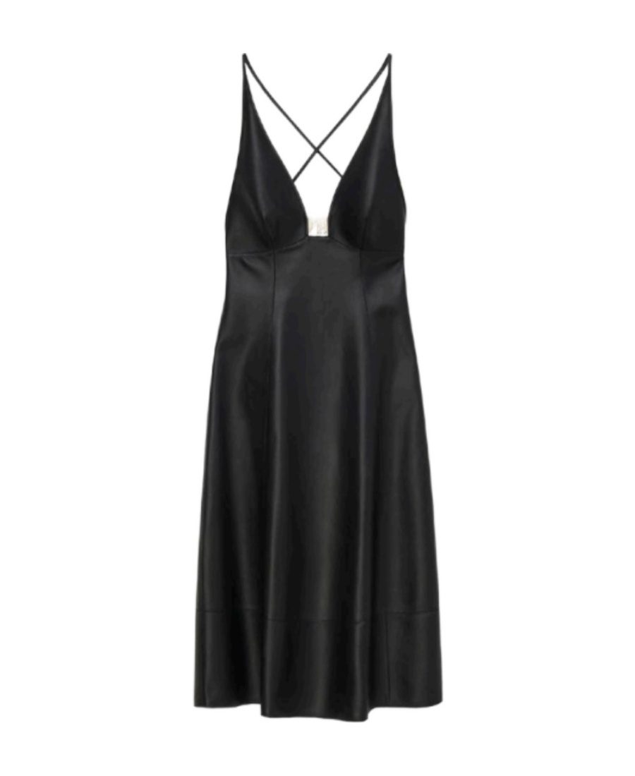 Massimo Dutti Crackled Nappa Leather Midi Dress - Brown | Editorialist Massimo Dutti Crackled Nappa Leather Midi Dress - Brown | Editorialist
