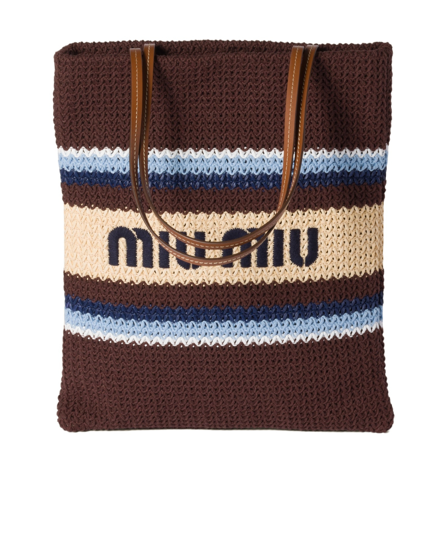 MIU MIU Miu Miu Raffia-Effect Woven Tote Bag