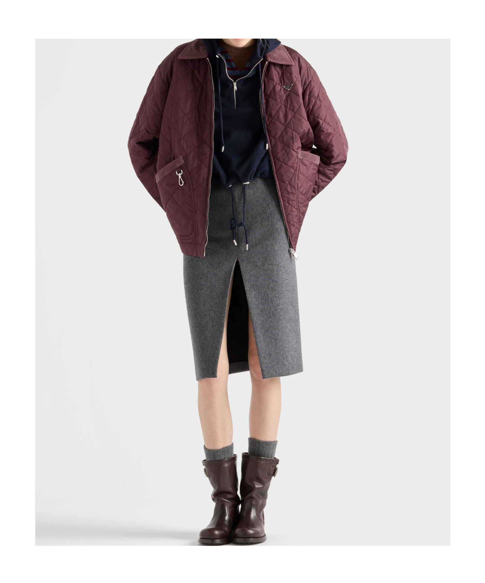 PRADA Prada Re-Nylon Quilted Jacket with Velvet Collar